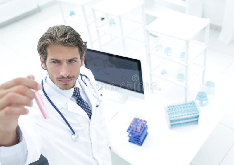 Man in Laboratory Checking Test Tubes Stock Photo - Image of education ...