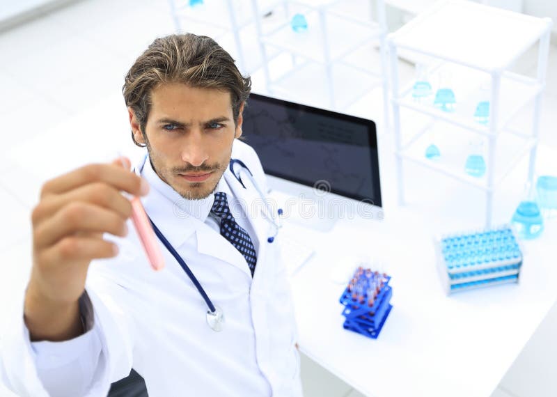 Man in Laboratory Checking Test Tubes Stock Photo - Image of ...