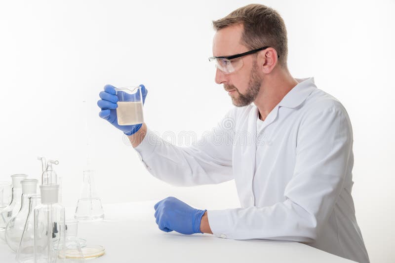 View of a Man in the Laboratory while Performing Experiments Stock ...
