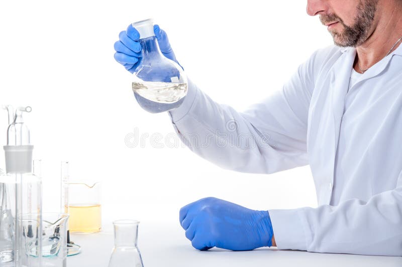 Man in the Laboratory, View of a Man in the Laboratory while Performing ...