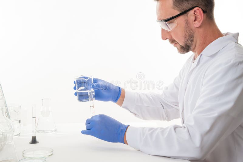 View of a Man in the Laboratory while Performing Experiments Stock ...