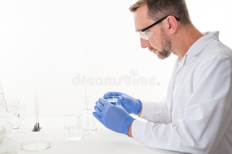 View of a Man in the Laboratory while Performing Experiments Stock ...