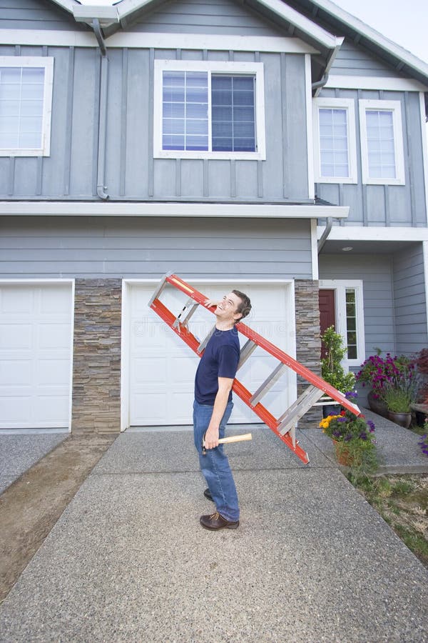 Man With Ladder Picture. Image: 6295559
