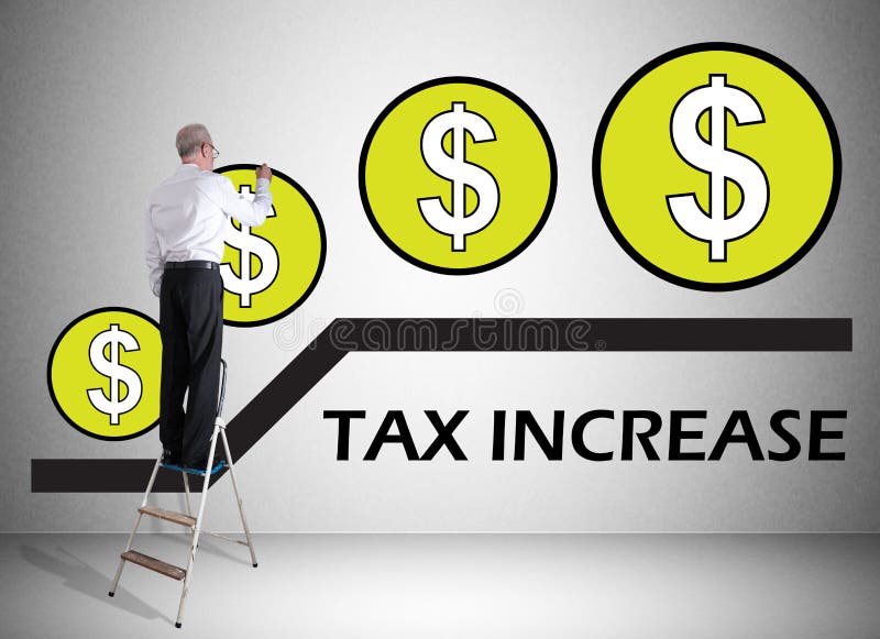 Tax Increase Concept Drawn by a Man on a Ladder Stock Photo - Image of ...