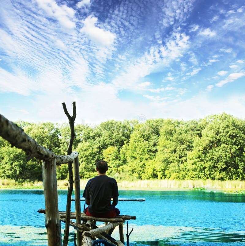 Man on lake stock photo. Image of lake, people, season - 10646206