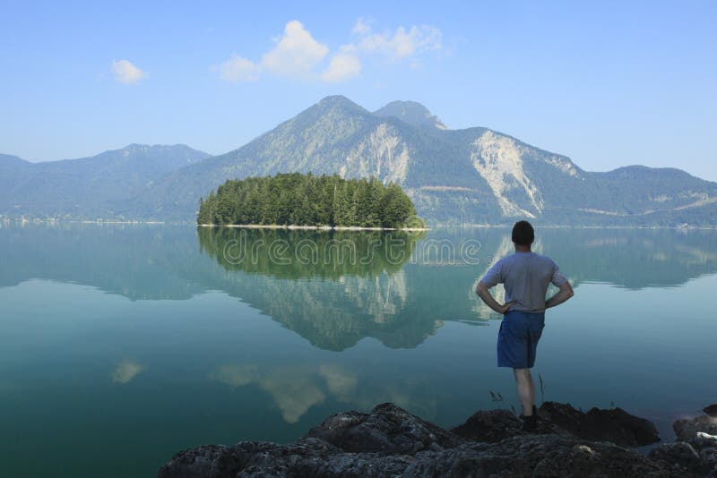 Man Lying in Lake and Smiling Stock Photo - Image of austria, holidays ...