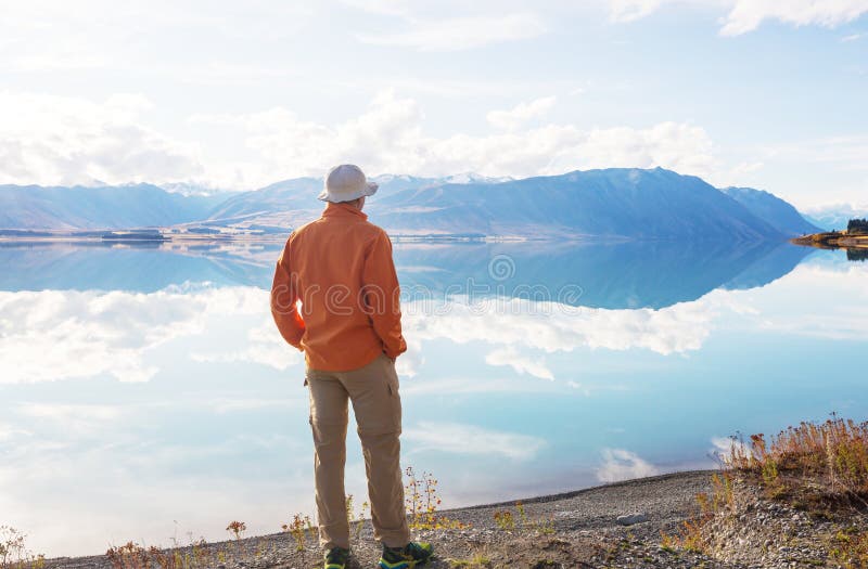 Man on the lake stock image. Image of lake, inspiration - 190752903