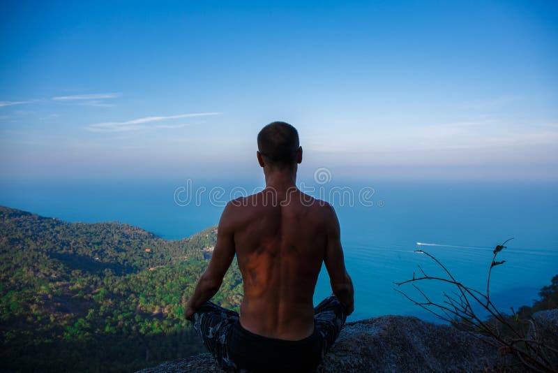 Man in a landscape stock image. Image of adventure, scenics - 77529291