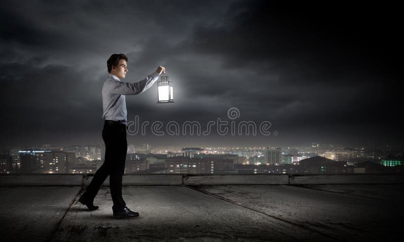 Man with lantern stock photo. Image of employment, outdoor - 47181630