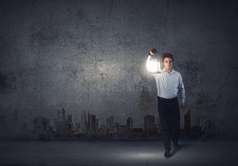 Man with lantern stock image. Image of attempt, employment - 47244497