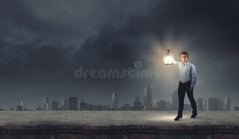 Man with lantern stock image. Image of male, inspiration - 47531283