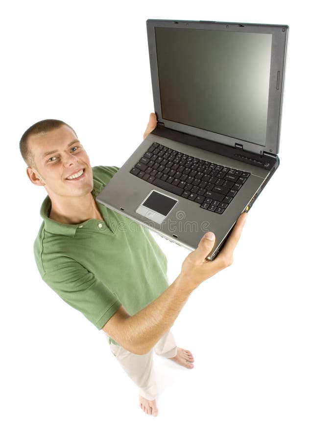 Man with laptop stock image. Image of dude, laptop, character - 1050549