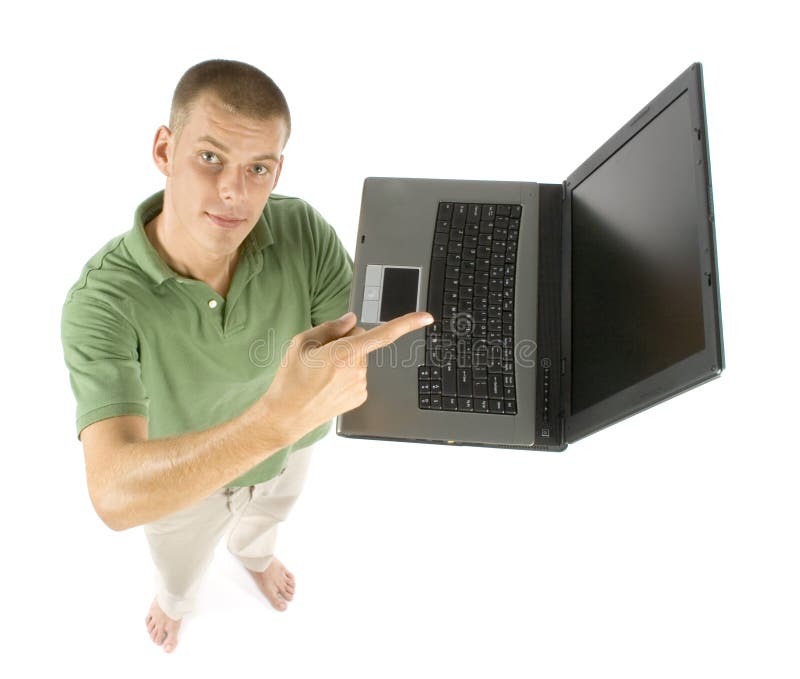 Man with laptop stock image. Image of dude, laptop, character - 1050549