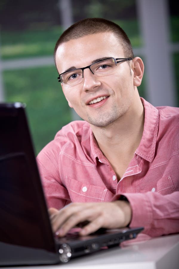 Man with laptop stock photo. Image of laptop, wireless - 18732400