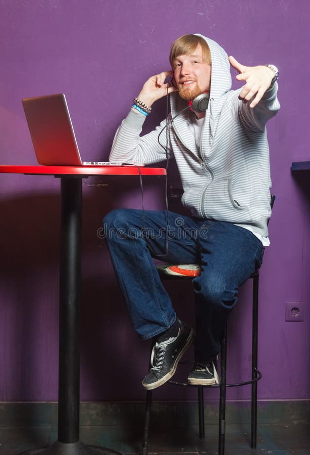 Man on laptop stock photo. Image of interior, modern - 27216414