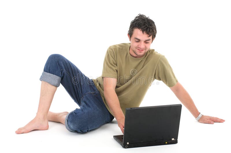 Man on laptop stock photo. Image of lifestyle, browsing - 5357422