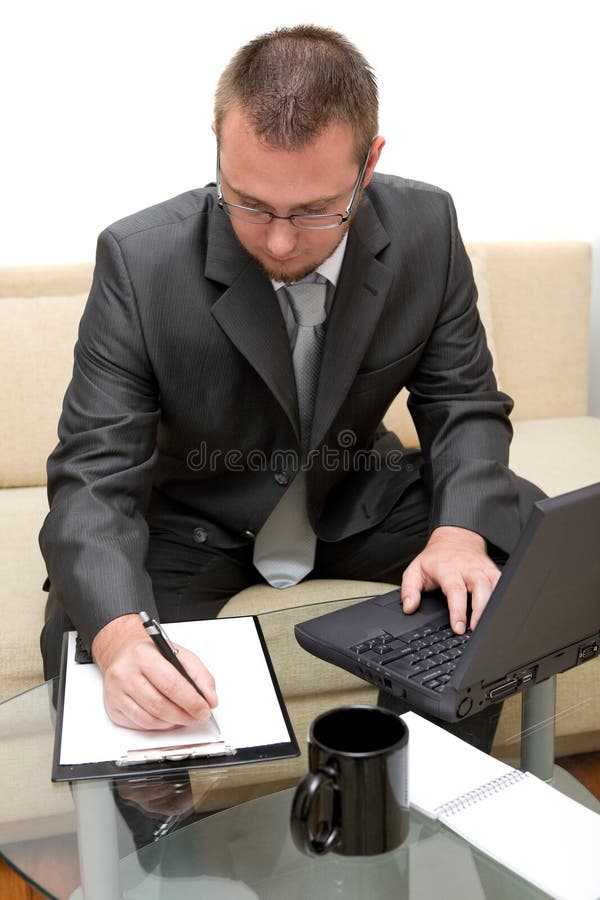 Man with laptop stock image. Image of business, orange - 5798647