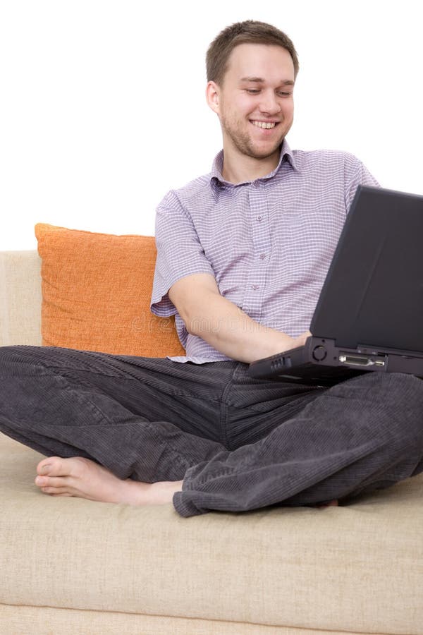 Relaxed man with laptop stock photo. Image of business - 1693660