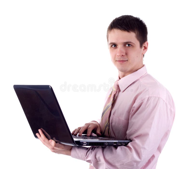 Man with laptop stock photo. Image of equipment, black - 9999722