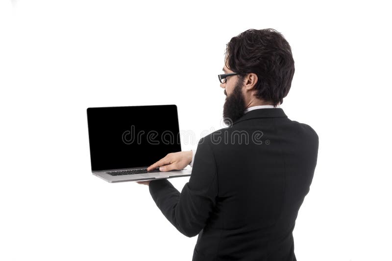 Man with laptop stock photo. Image of handsome, gadget - 143851032