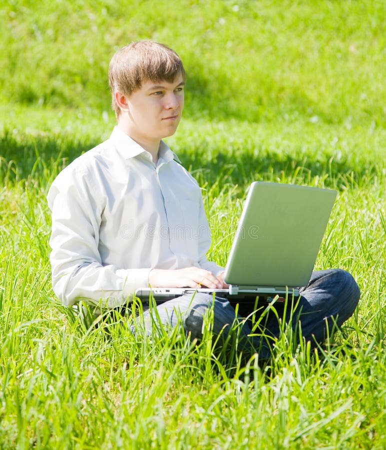 Man with laptop computer stock image. Image of notebook - 15468239
