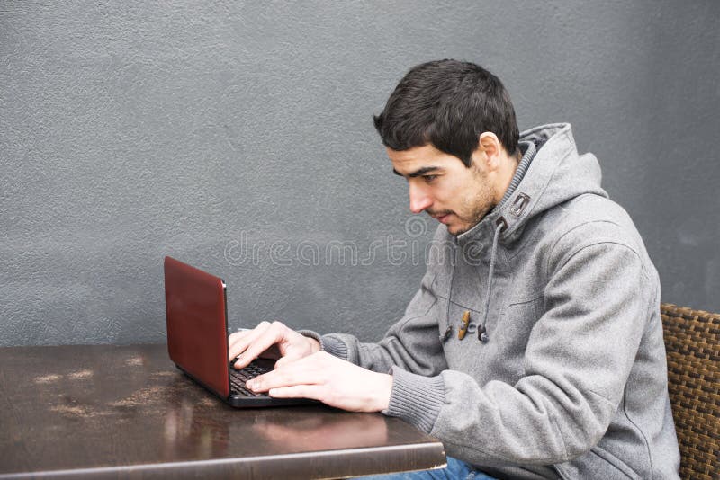 Man Laptop Computer, Urban Stylish. Stock Image - Image of look ...