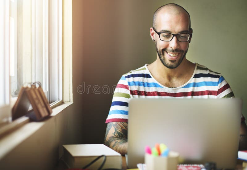 Man Laptop Connection Data Analysis Technology Concept Stock Photo ...