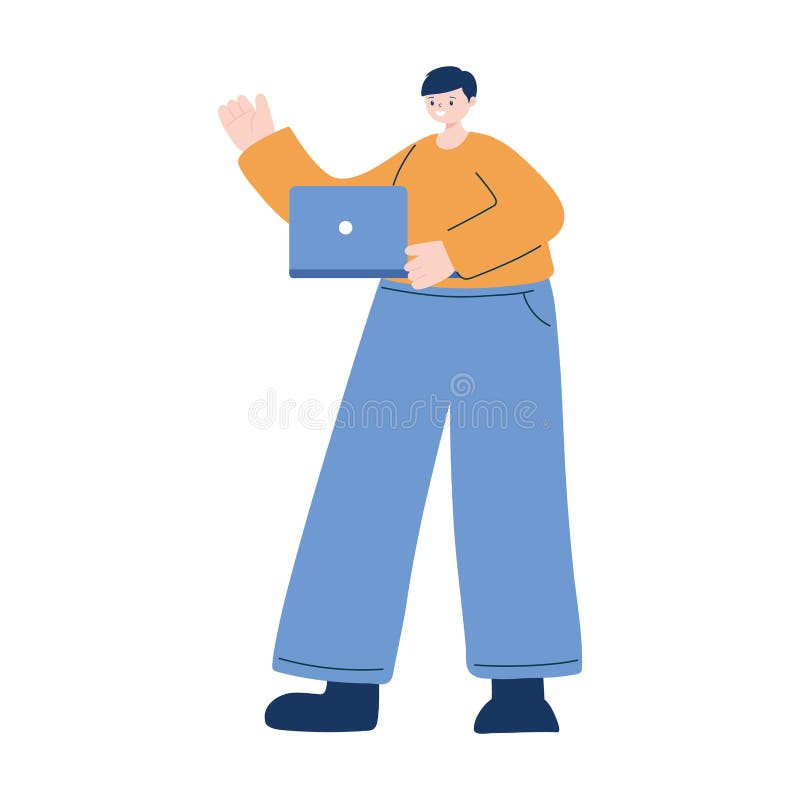 Man with Laptop Vector Design Stock Vector - Illustration of connection ...