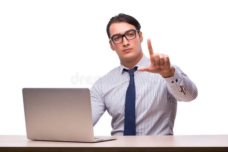 The Man with Laptop Isolated on White Stock Image - Image of isolated ...