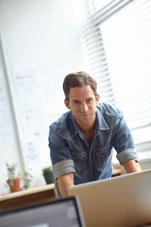 Man, Laptop or Portrait in Office for Research, Tech Support or ...