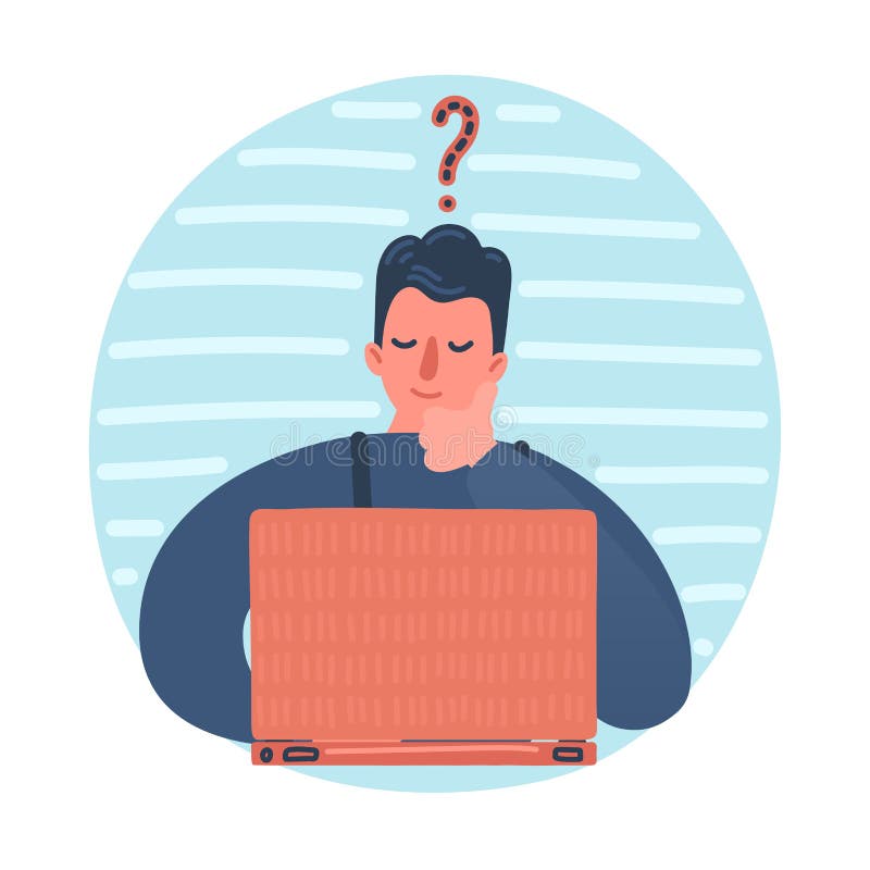 Man with Laptop and Question Mark Stock Vector - Illustration of icon ...