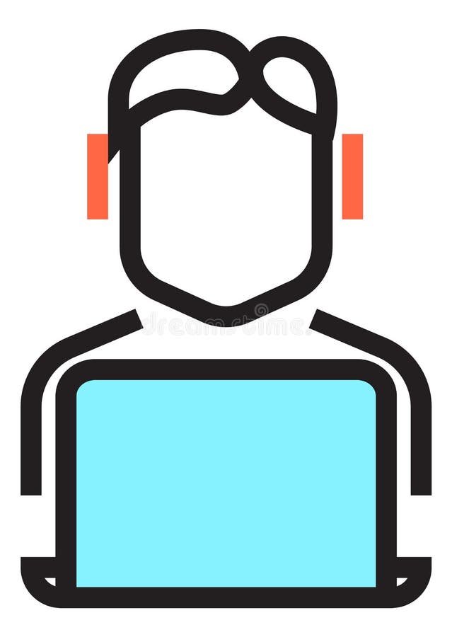 Man with Laptop. Working on Computer Icon Stock Vector - Illustration ...