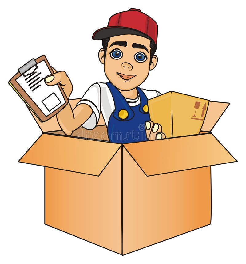 Man and large box stock illustration. Illustration of blank - 98727263
