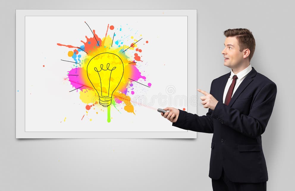 Man on Whiteboard Presenting New Idea Stock Photo - Image of person ...