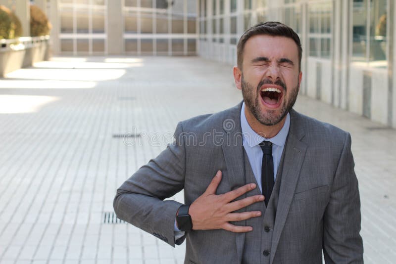 Man Laughing with Eyes Closed Stock Photo - Image of latino, caucasian ...
