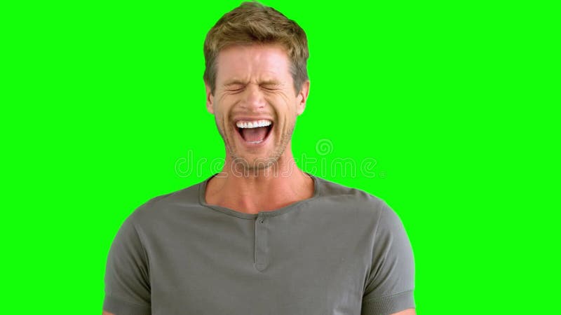 Man Laughing on Green Screen Stock Video - Video of green, filming ...