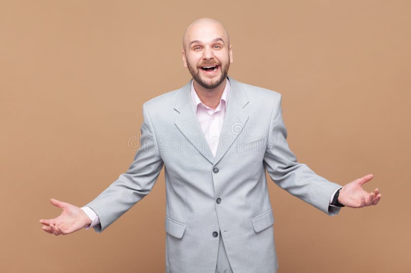 Are You Serious Portrait Of Handsome Middle Aged Bald Bearded B Stock