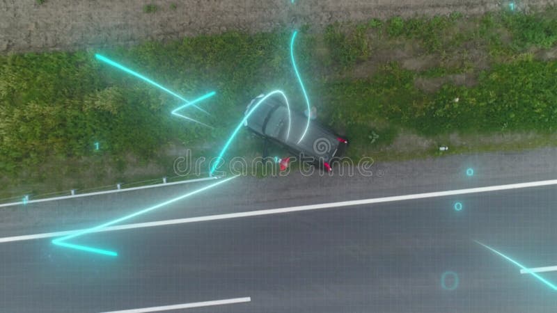 A Man Launches a Drone. Visualization of Signals from the Remote ...