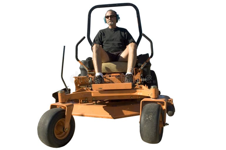 Man on lawnmower isolated stock image. Image of turn, employee - 1807899