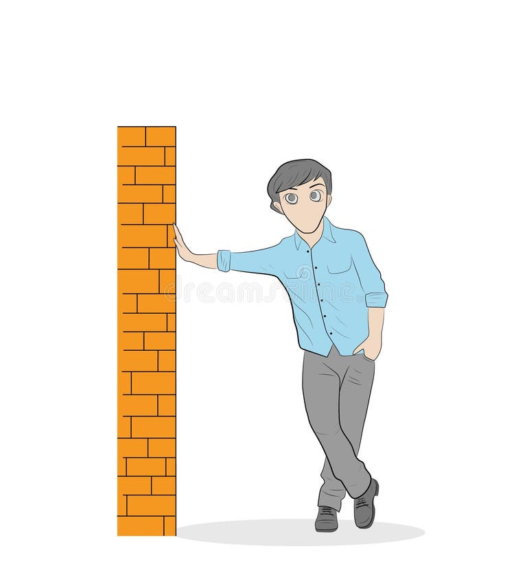 Man Leaning Against Wall Stock Illustrations – 293 Man Leaning Against ...