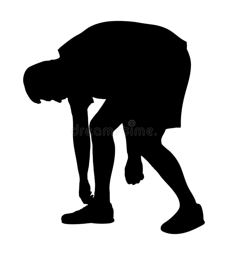 A Man Leaning Down, Silhouette. Vector Illustration Stock Vector ...