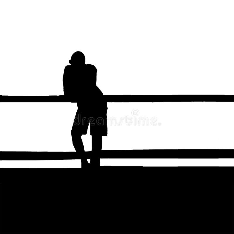 Man Leaning on the Railing Silhouette Illustration Stock Illustration ...