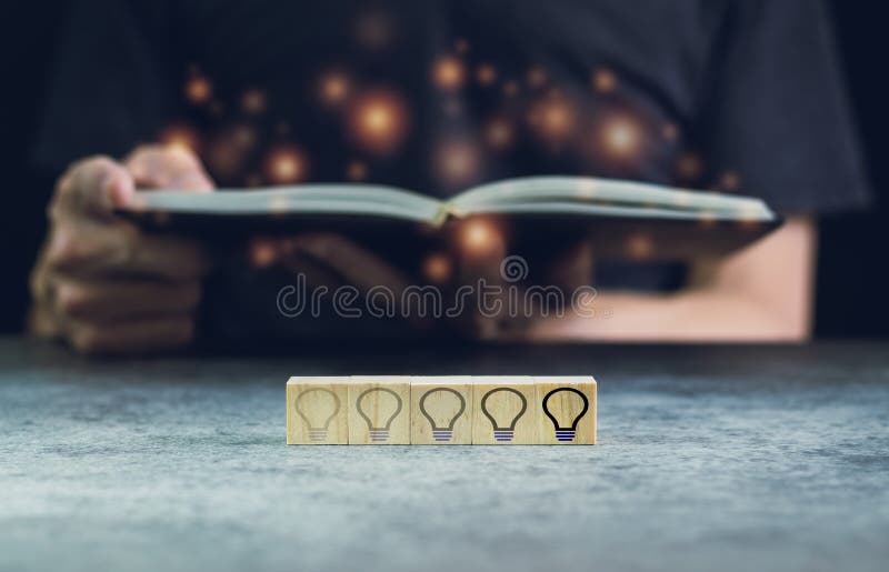 Man Learning Book or Reading Textbook. Business and Education Concept ...