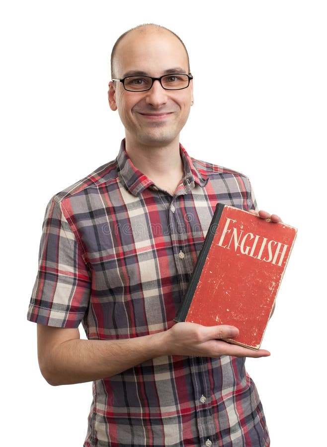 Smiling Guy Learning English Language Stock Image - Image of book ...