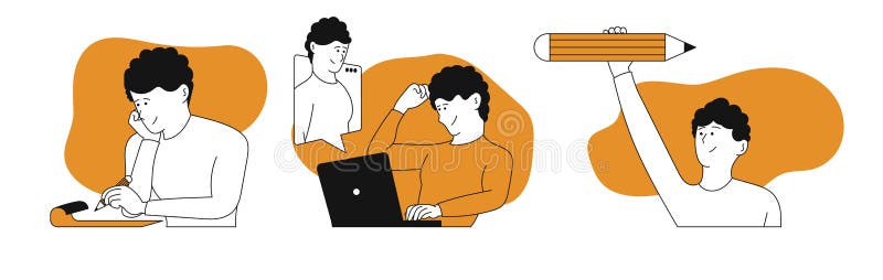 Man Learning Vector Concept Illustration. Online Education and Student ...