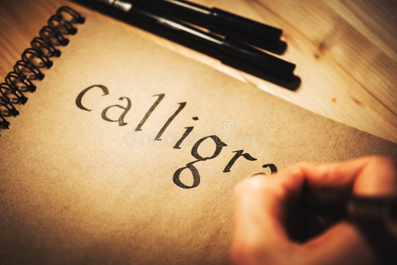 A Man Learns Calligraphy, Handwritten Text Stock Image - Image of ...
