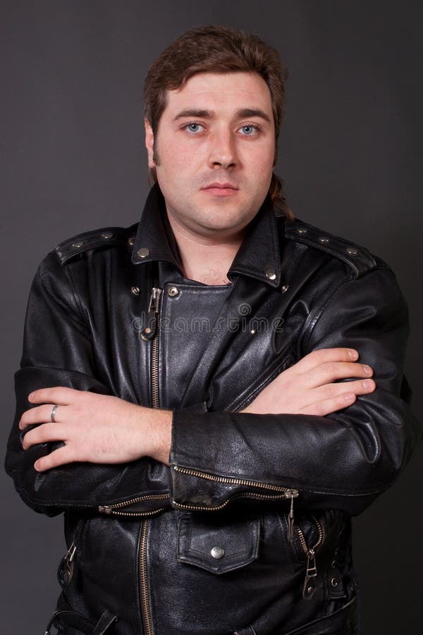Man in a leather jacket stock photo. Image of person - 52062784