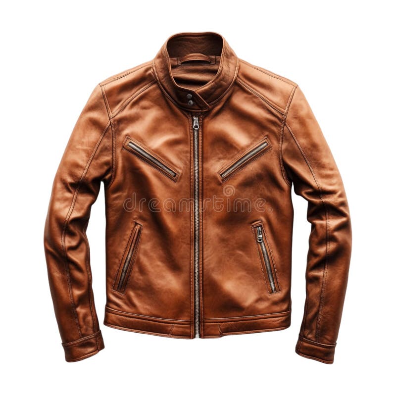 Man Leather Winter Jacket on Transparent Background - Ai Generated ...