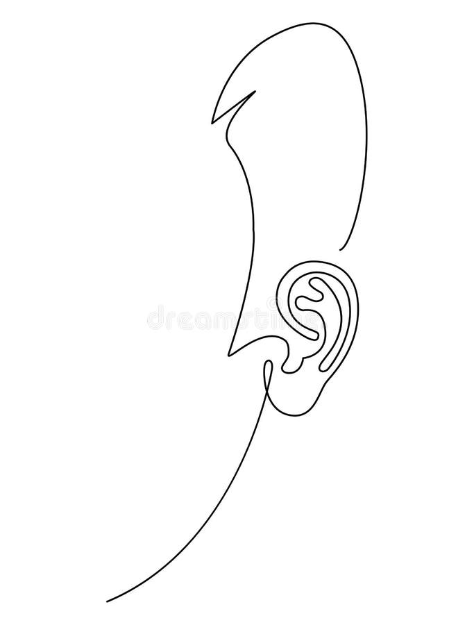 Man Left Ear, Simple Linear Drawing, Illustration Stock Illustration ...