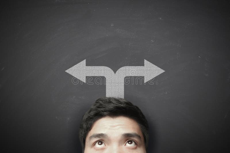 Man with Up Left and Right Arrows Stock Image - Image of help, pathway ...